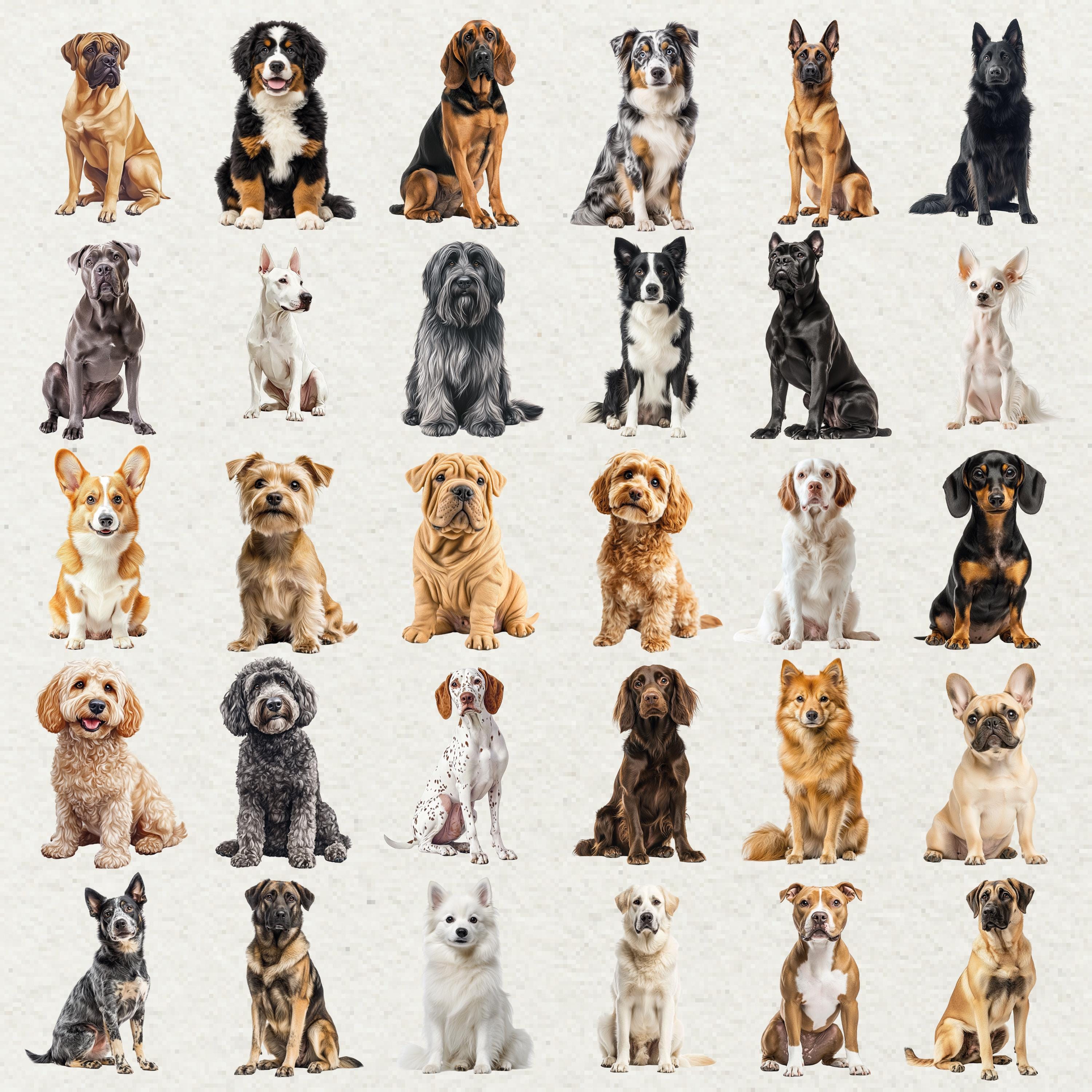 Big Dog Breeds Clipart Bundle Labeled Dog PNG Set - Etsy