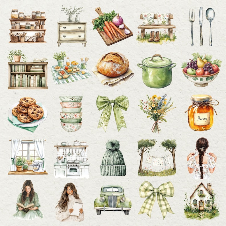 Cottage Core Clipart Bundle Vintage Cozy Cottagecore PNG Set - Etsy