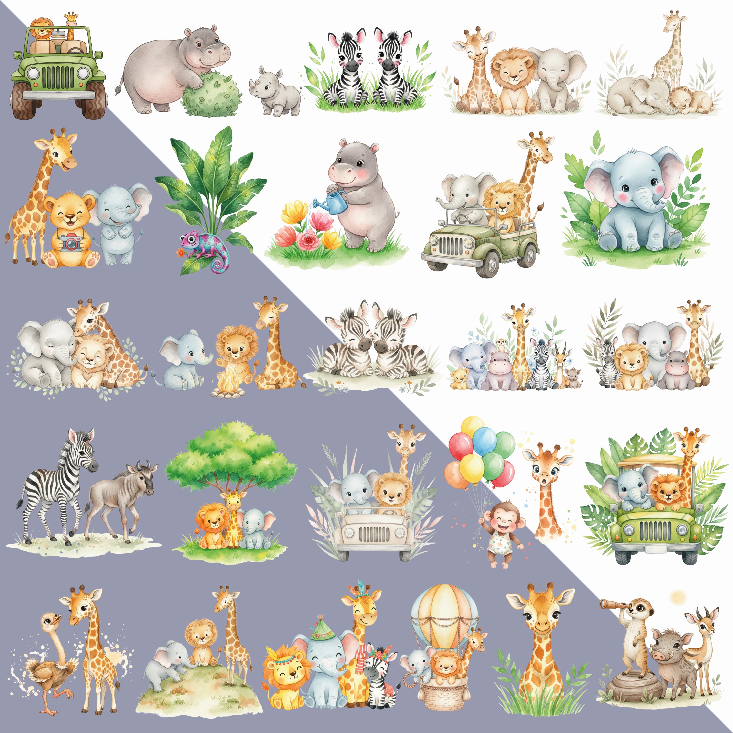 Safari Animals Clipart Baby Jungle PNG Nursery Set - Etsy