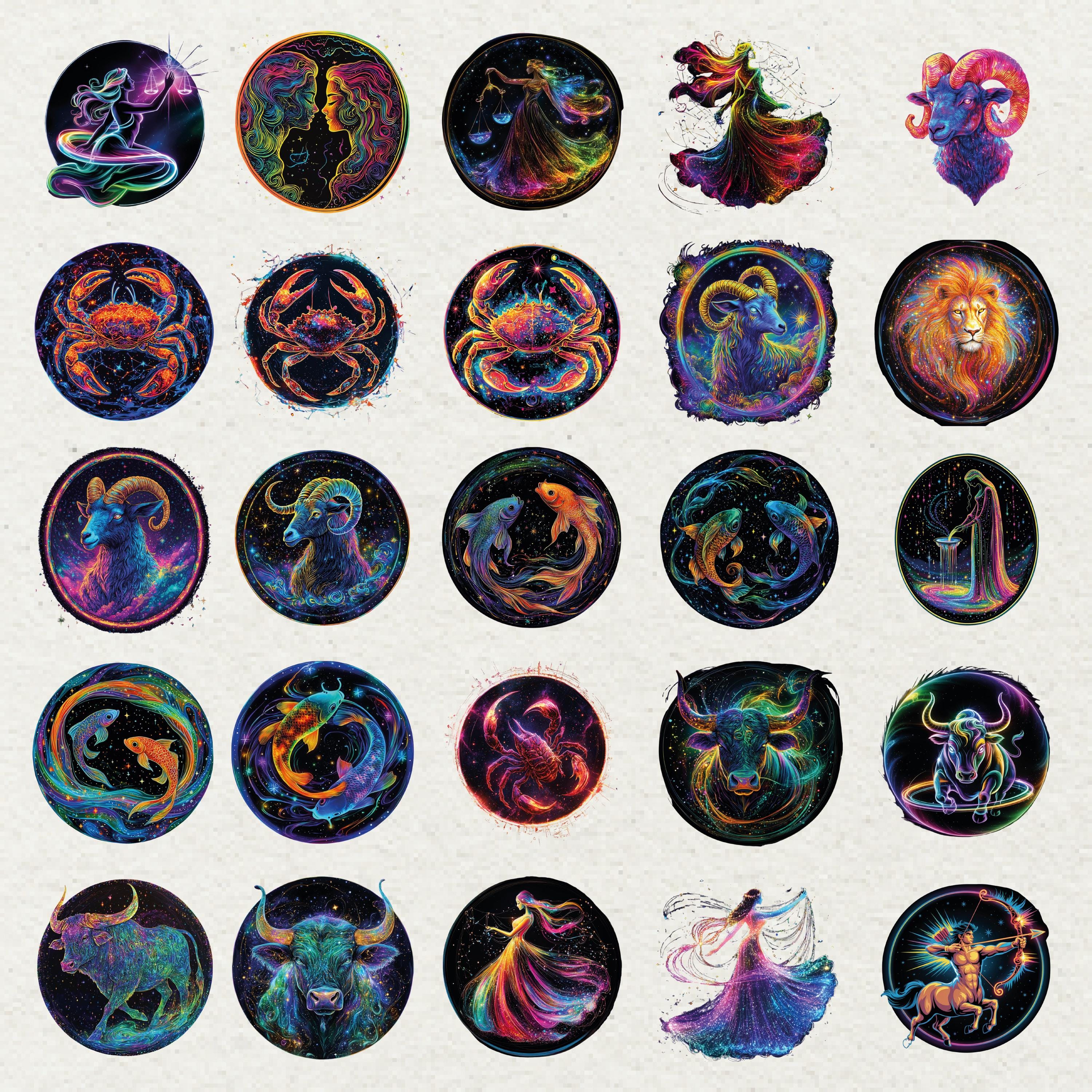 Zodiac Signs Clipart Bundle 240 PNG Astrology Illustrations - Etsy