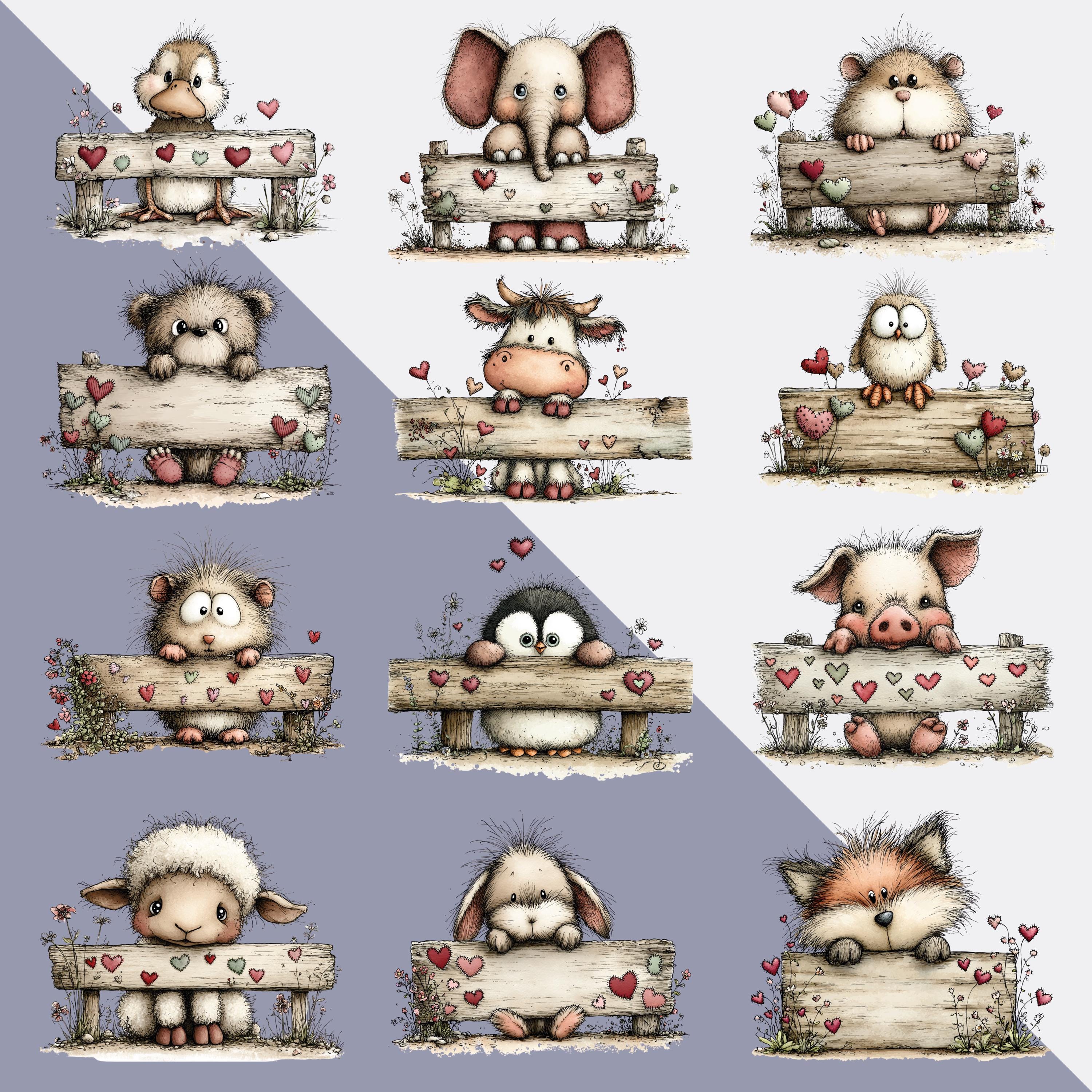Whimsical Love Peek Animals Clipart Bundle Peeking Animals 70 PNG - Etsy