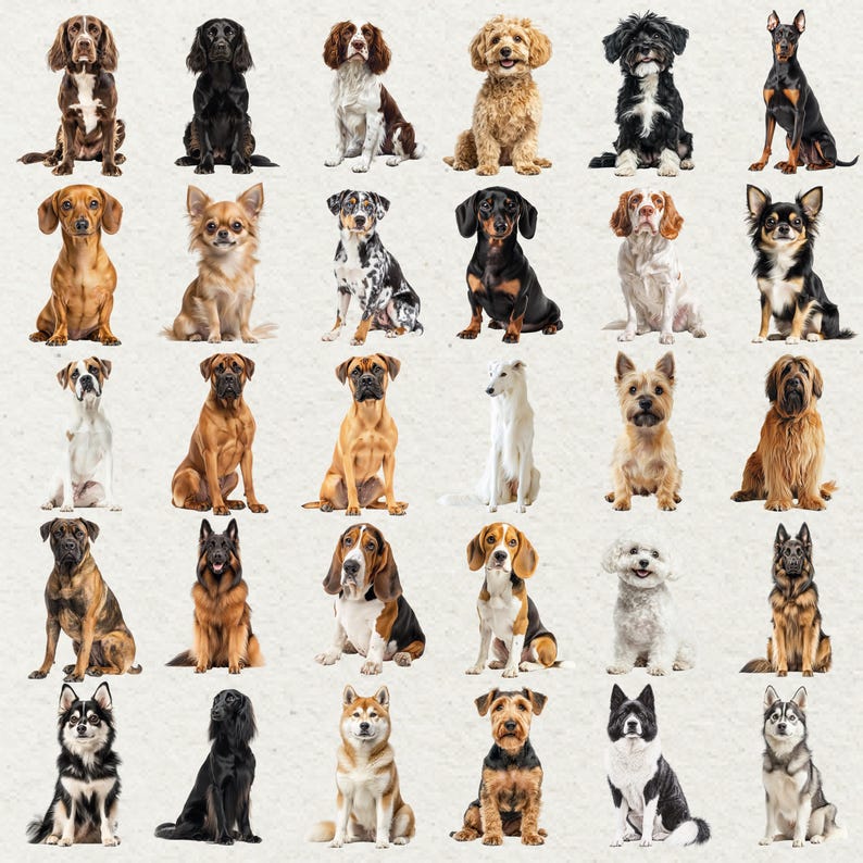 Big Dog Breeds Clipart Bundle Labeled Dog PNG Set - Etsy