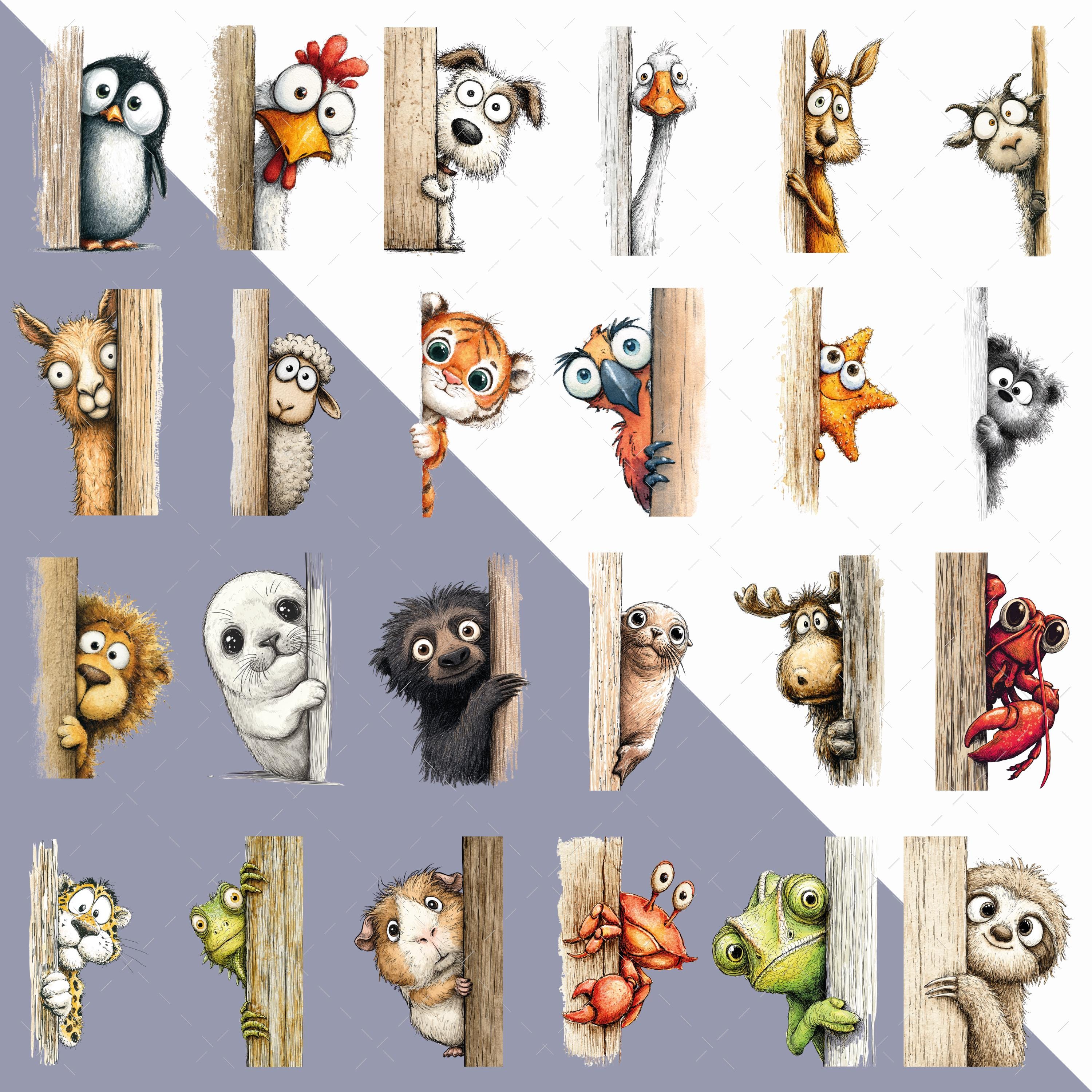Peeking Animals Clipart Bundle Transparent PNG Set - Etsy
