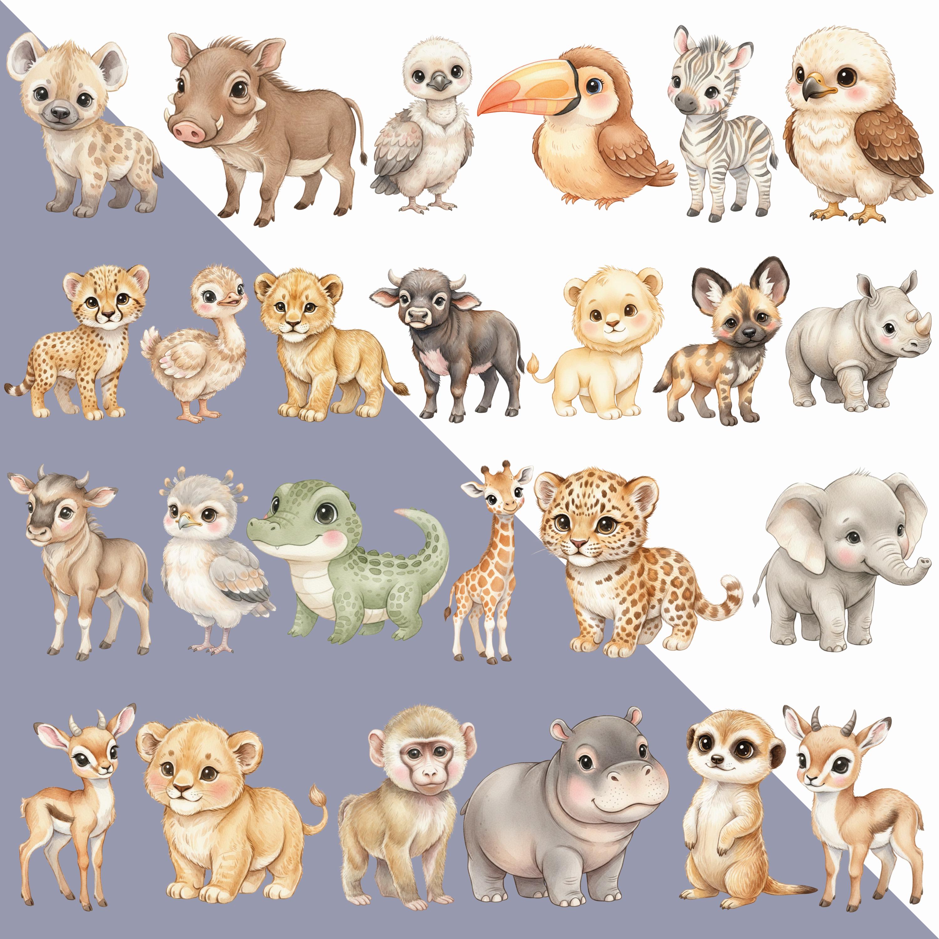 Safari Animals Clipart Baby Jungle PNG Nursery Set - Etsy