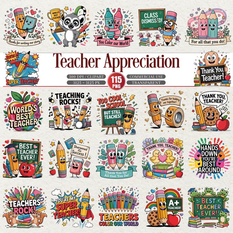 Teacher Appreciation Clipart - Etsy