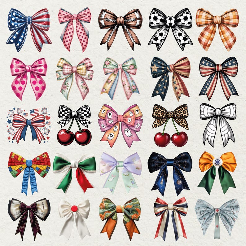 Bow Clipart Bundle 150 PNG Decorative Ribbon Designs - Etsy