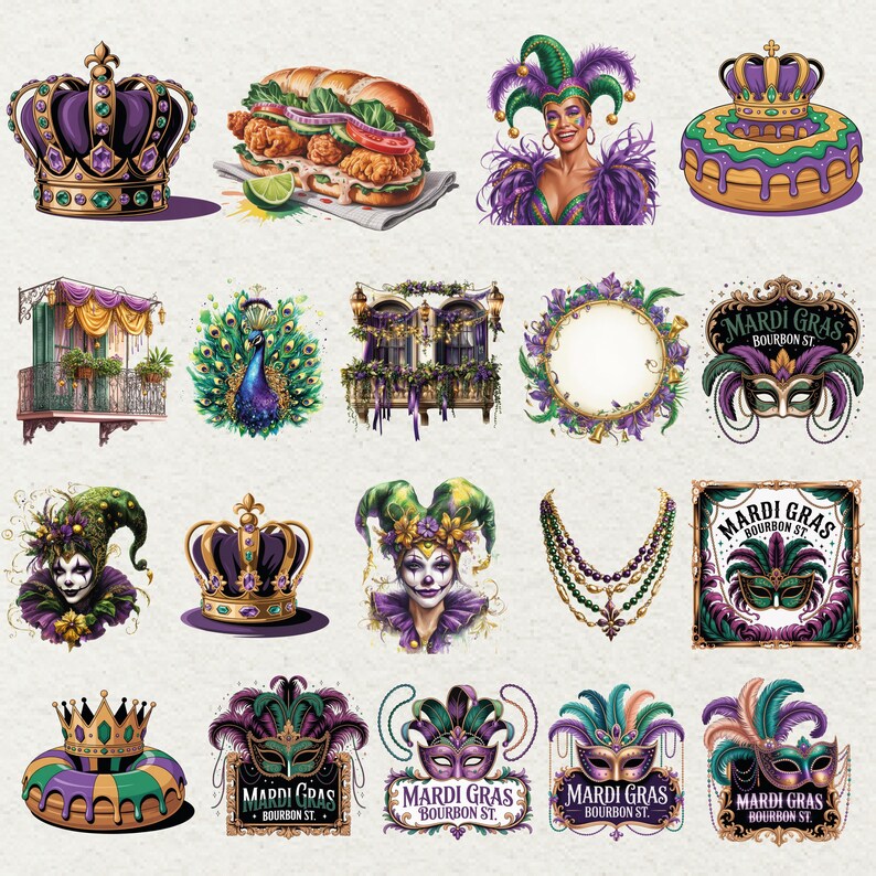 Mardi Gras Clipart Bundle Carnival Masks Dancers PNG - Etsy