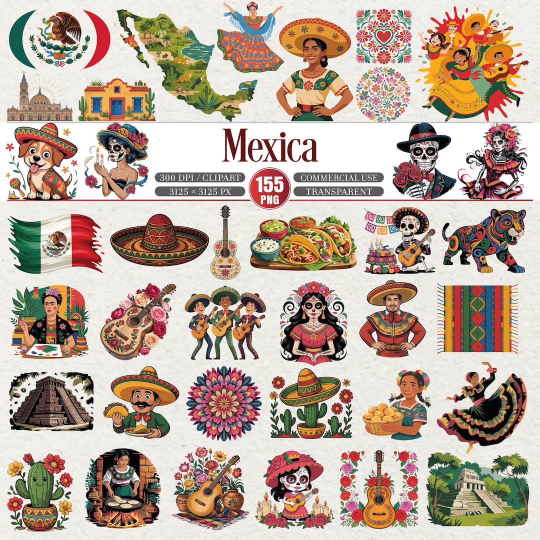 Mexica Clipart Bundle Mexican Culture Fiesta Art PNG - Etsy