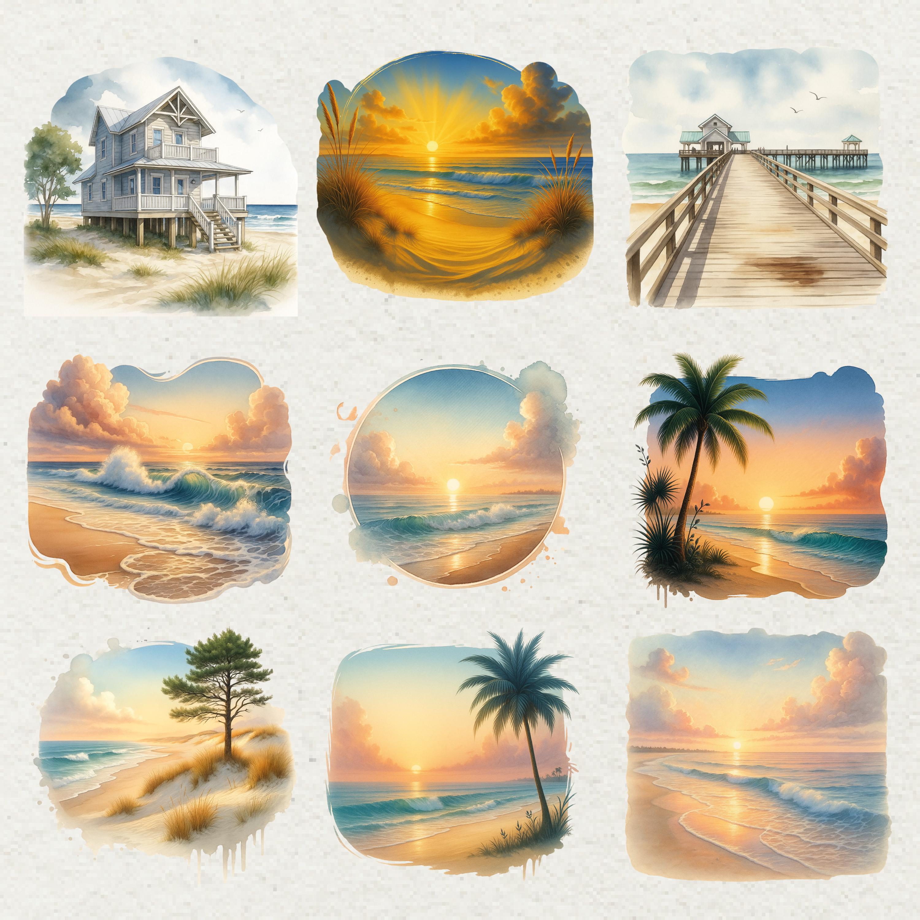 Beach Scene Clipart Bundle Transparent PNG - Etsy