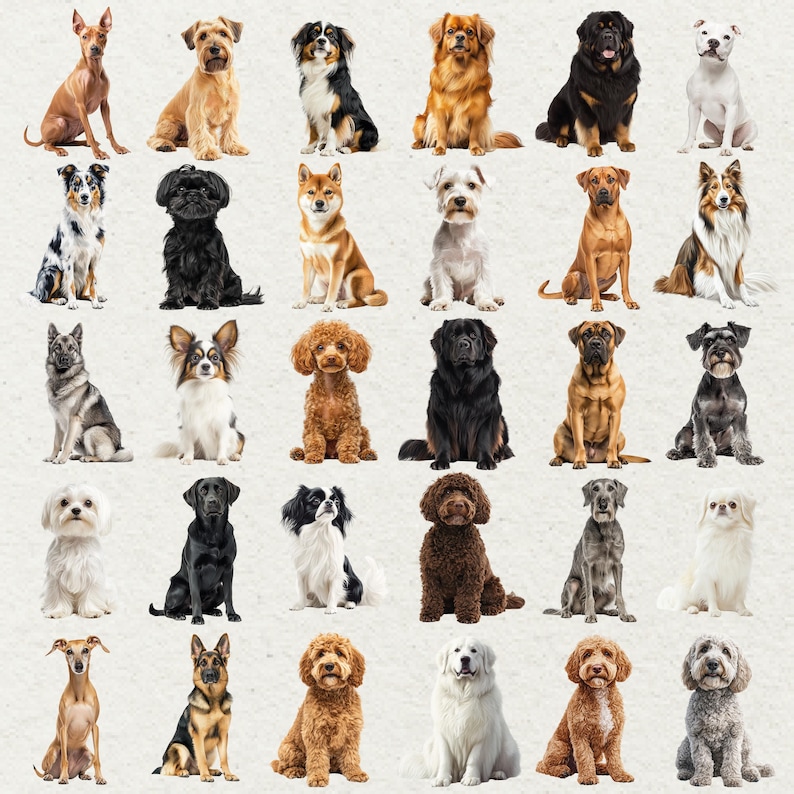 Big Dog Breeds Clipart Bundle Labeled Dog PNG Set - Etsy