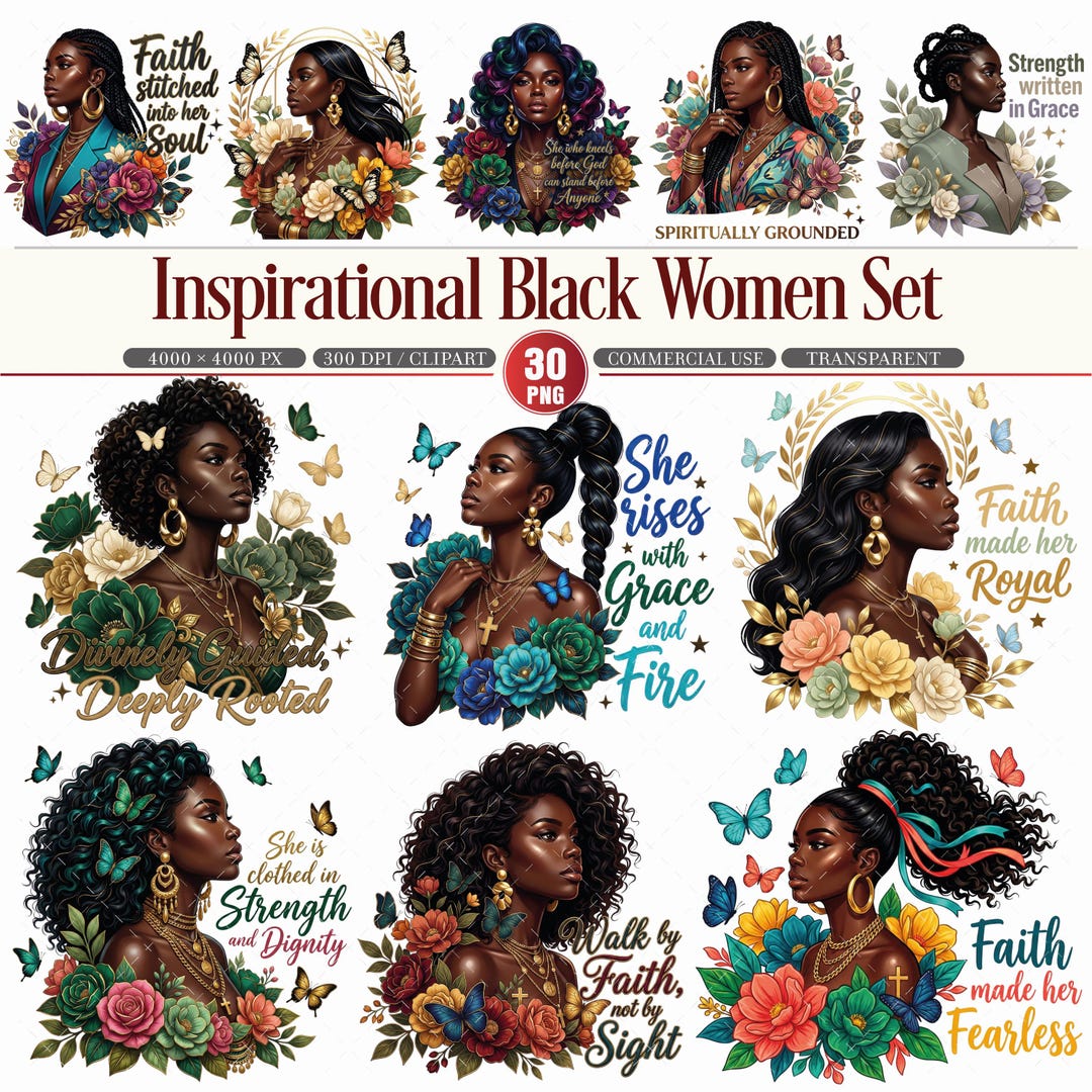 Inspirational Black Women Faith Png Clipart Set - Etsy