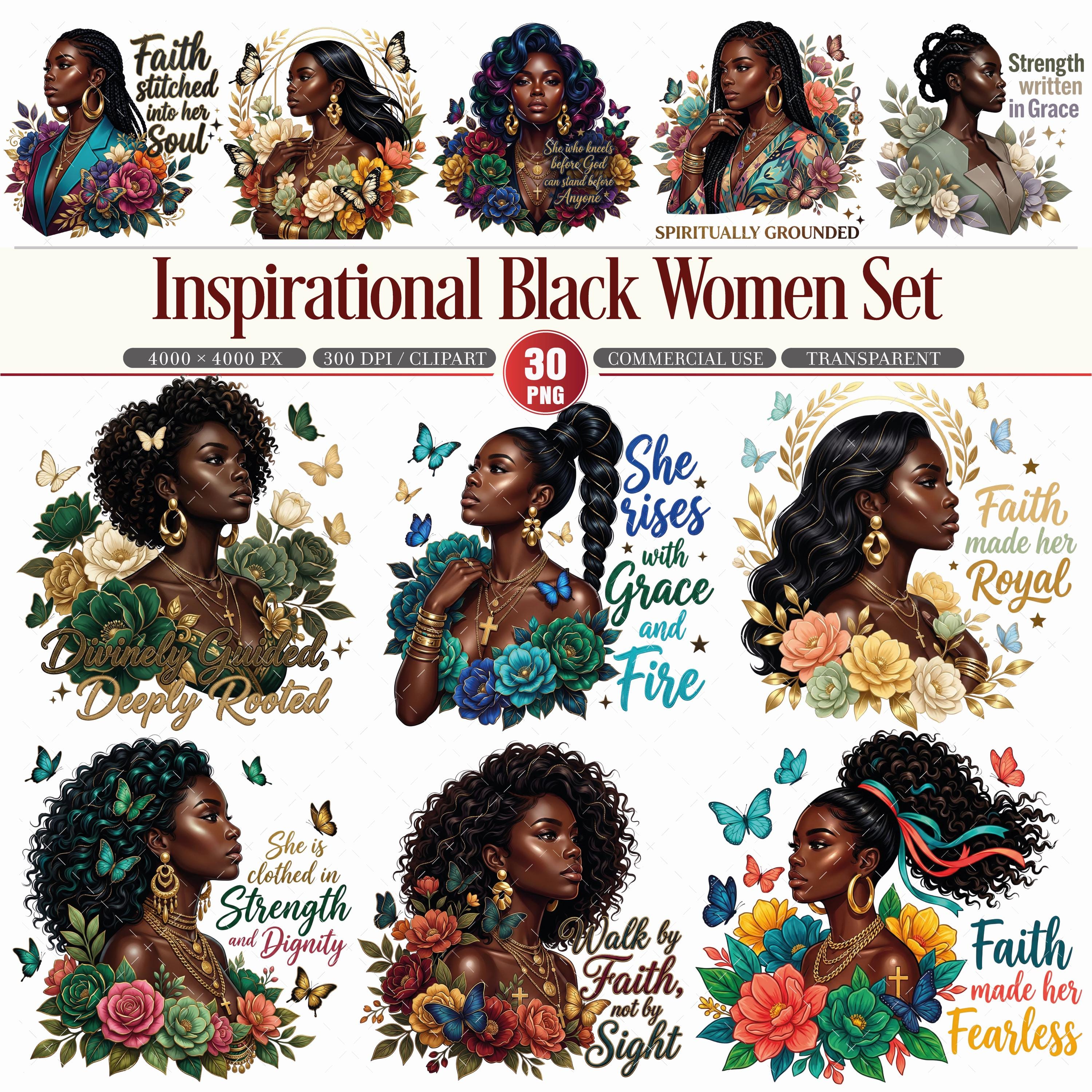 Inspirational Black Women Faith Png Clipart Set - Etsy