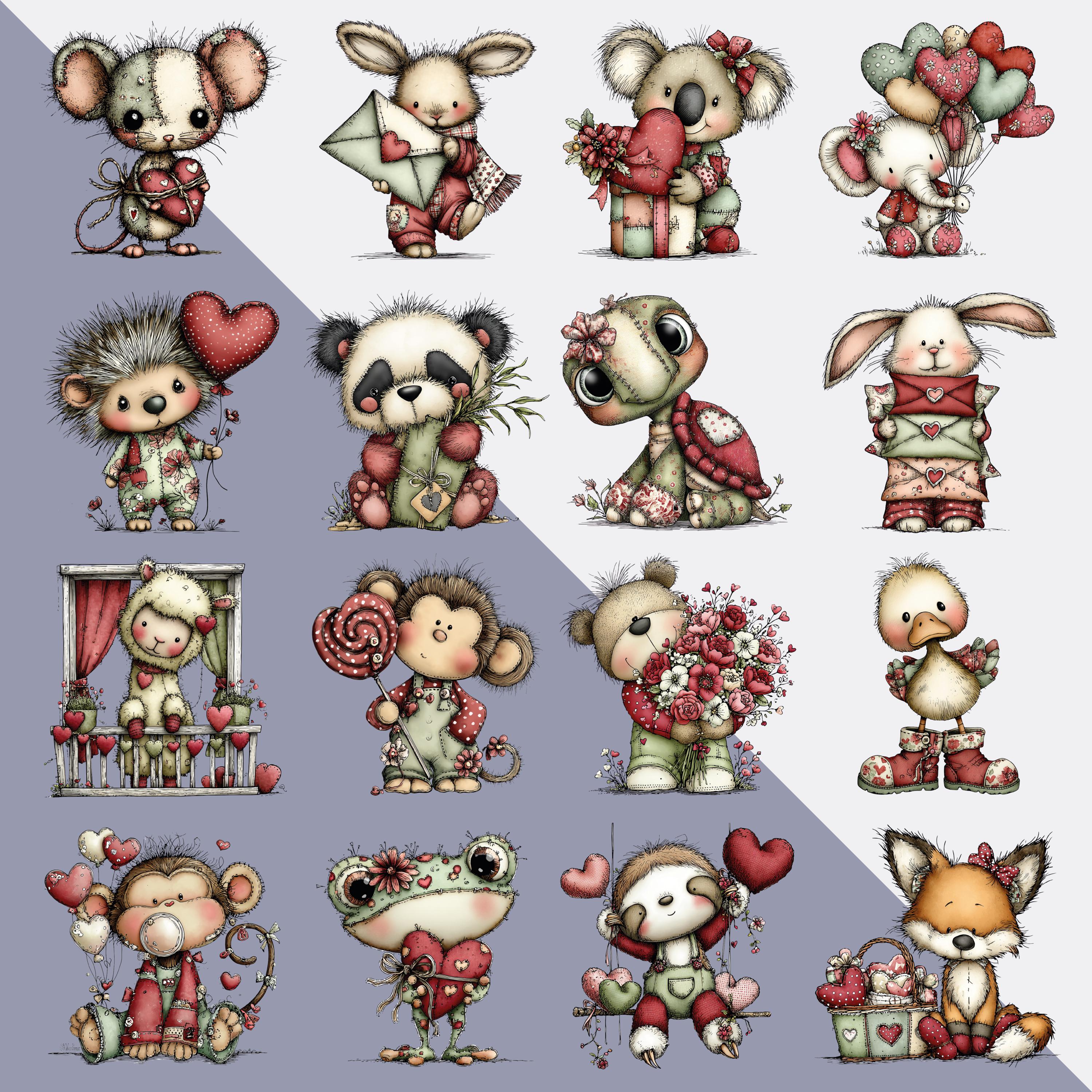 Valentine’s Day Animals Clipart Bundle PNG - Etsy
