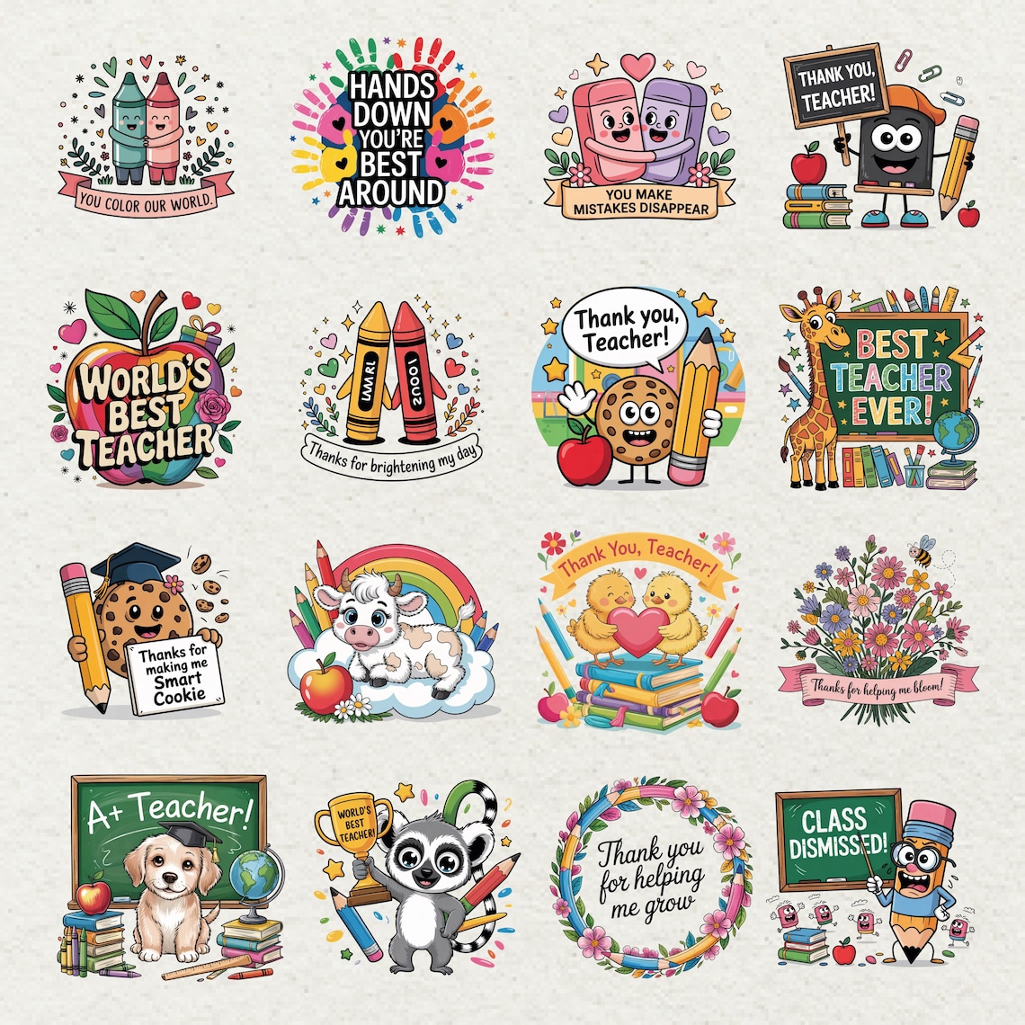 Teacher Appreciation Png Clipart Bundle for Classroom Gifts - Etsy