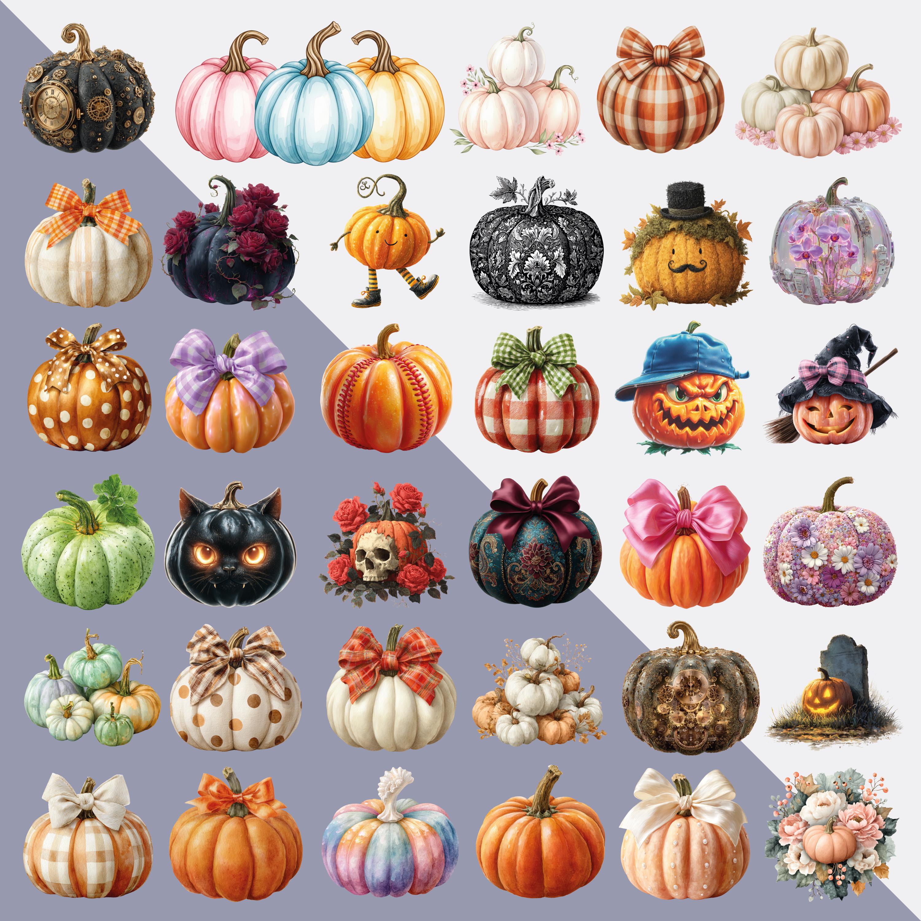 Fall Pumpkins Clipart Bundle PNG Transparent Commercial Use - Etsy