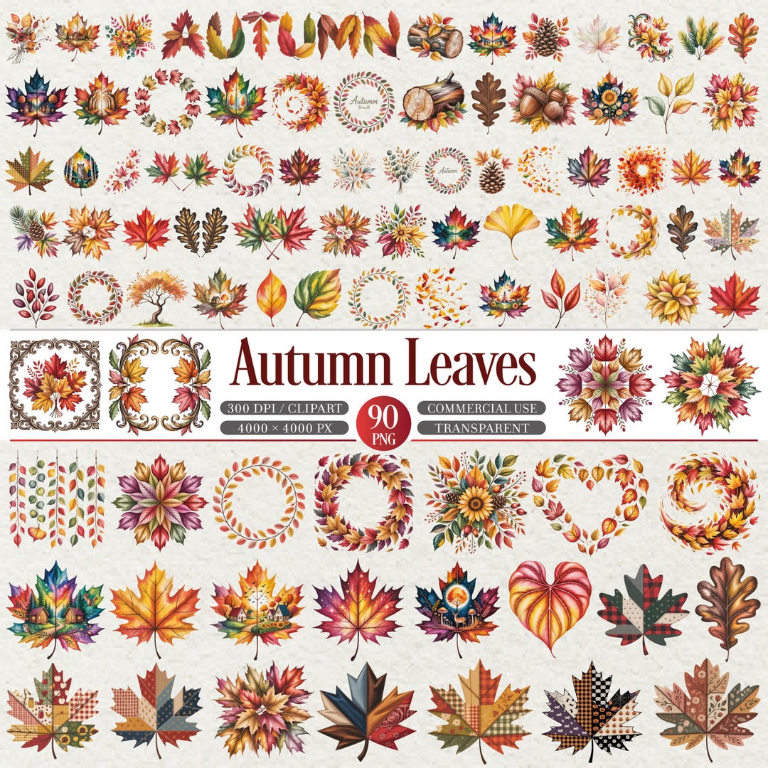 Autumn Leaves Clipart Set | Fall Foliage 300 DPI PNG - Etsy
