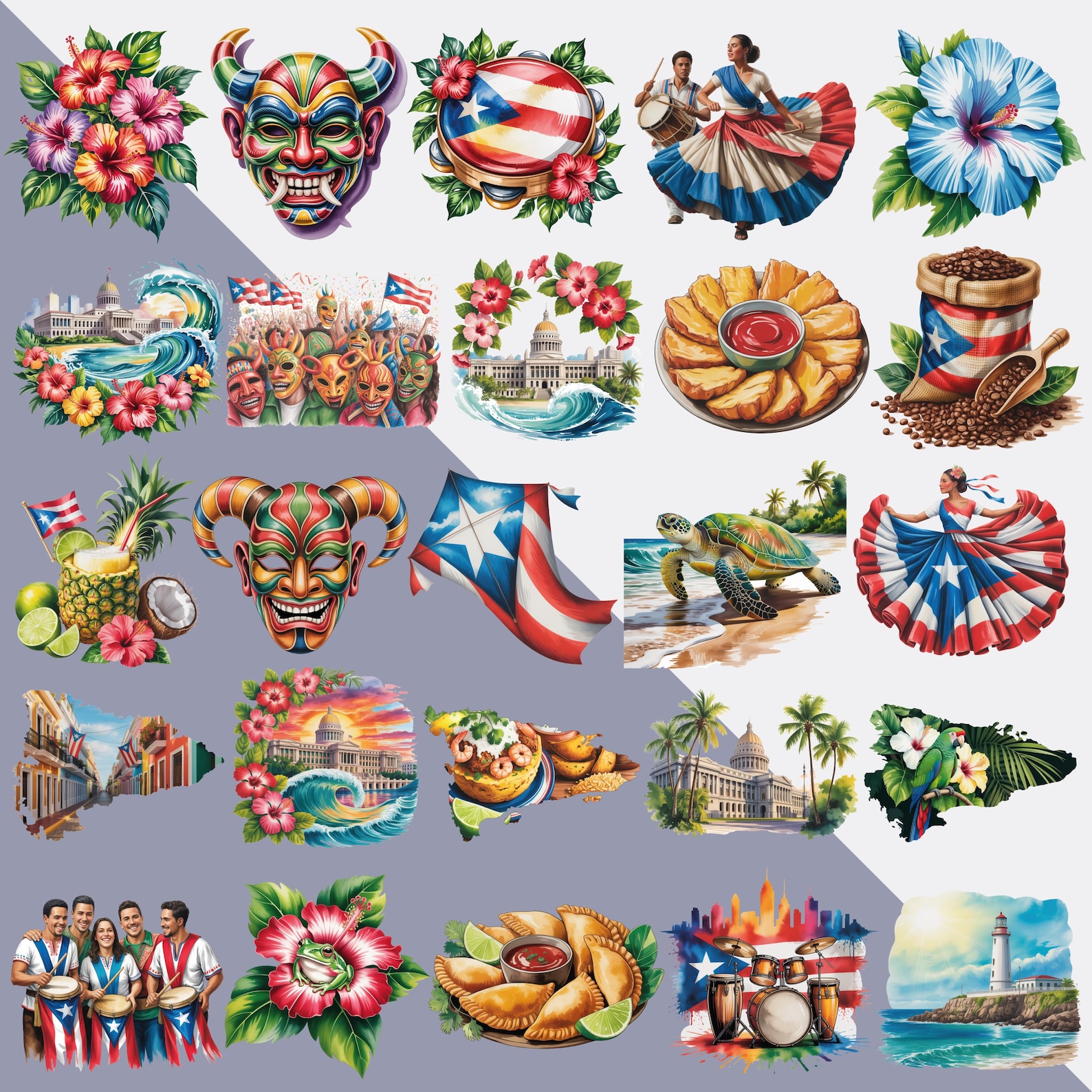 Puerto Rico Clipart Bundle Tropical PNG - Etsy