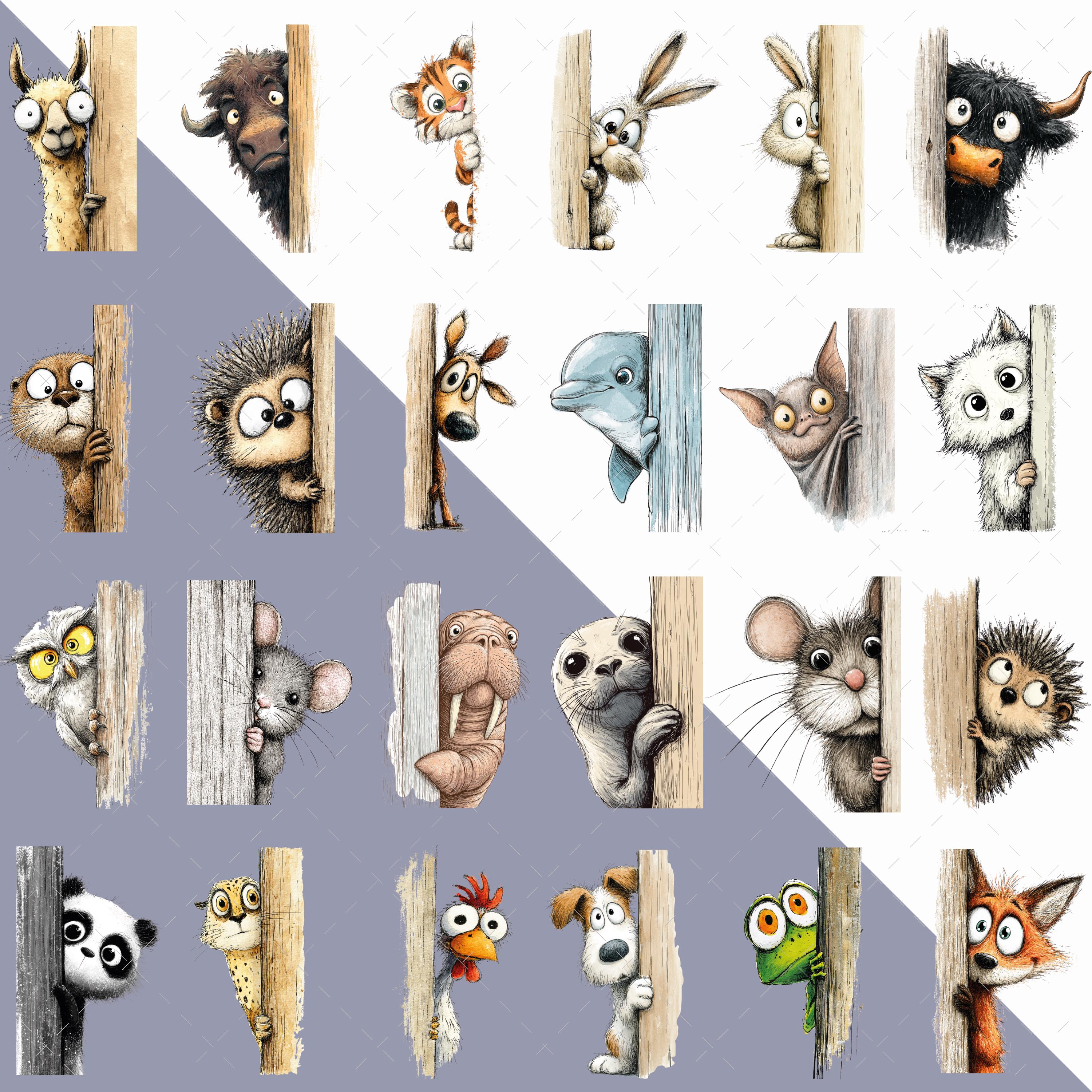 Peeking Animals Clipart Bundle Transparent PNG Set - Etsy