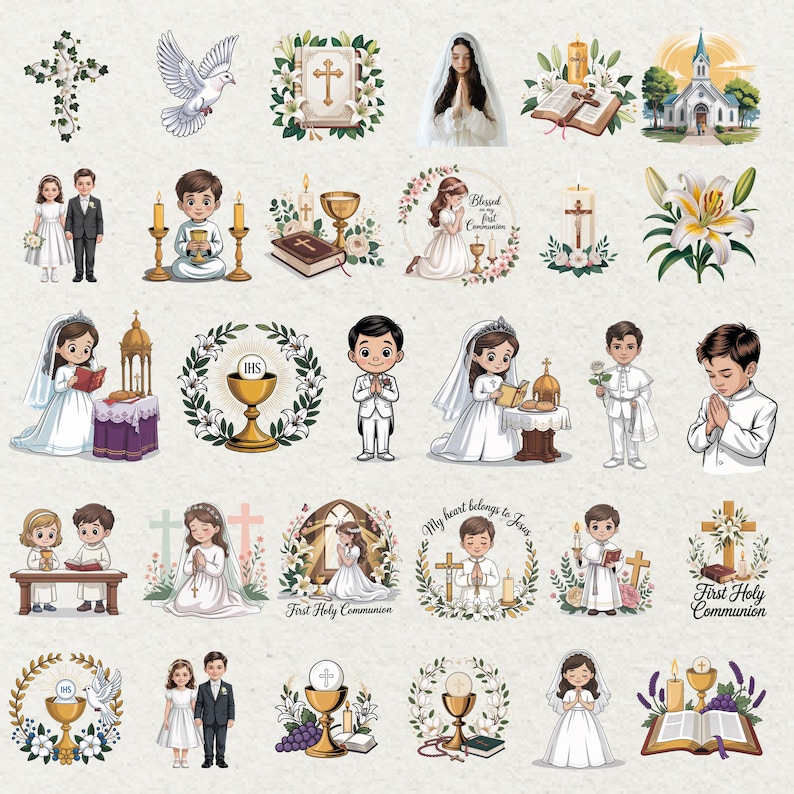 Eerste Heilige Communie Clipartbundel PNG Religieuze ceremonie - Etsy ...