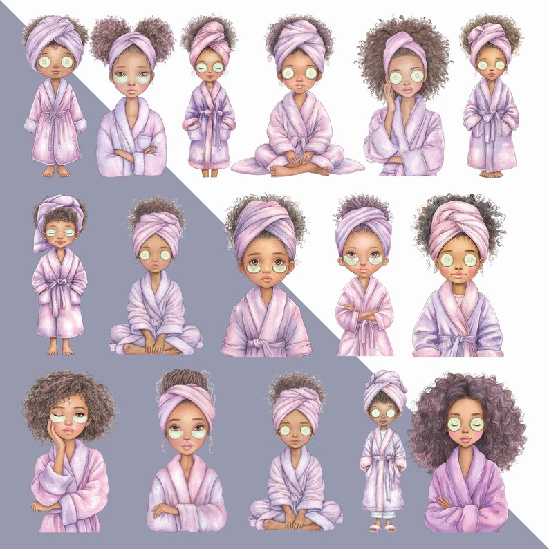 Mini Spa Day Kids Clipart Self Care PNG Set - Etsy