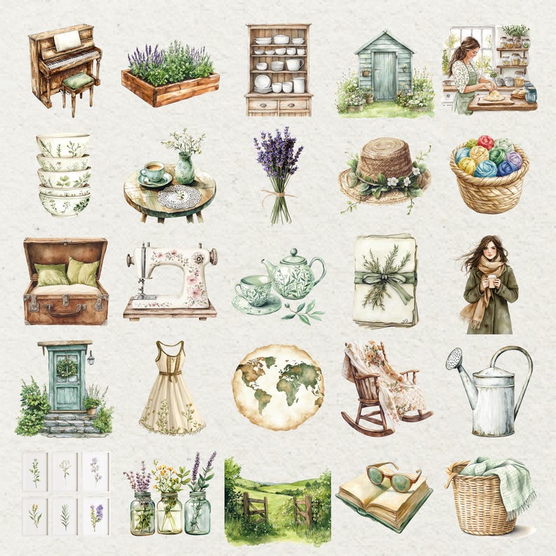 Cottage Core Clipart Bundle Vintage Cozy Cottagecore PNG Set - Etsy
