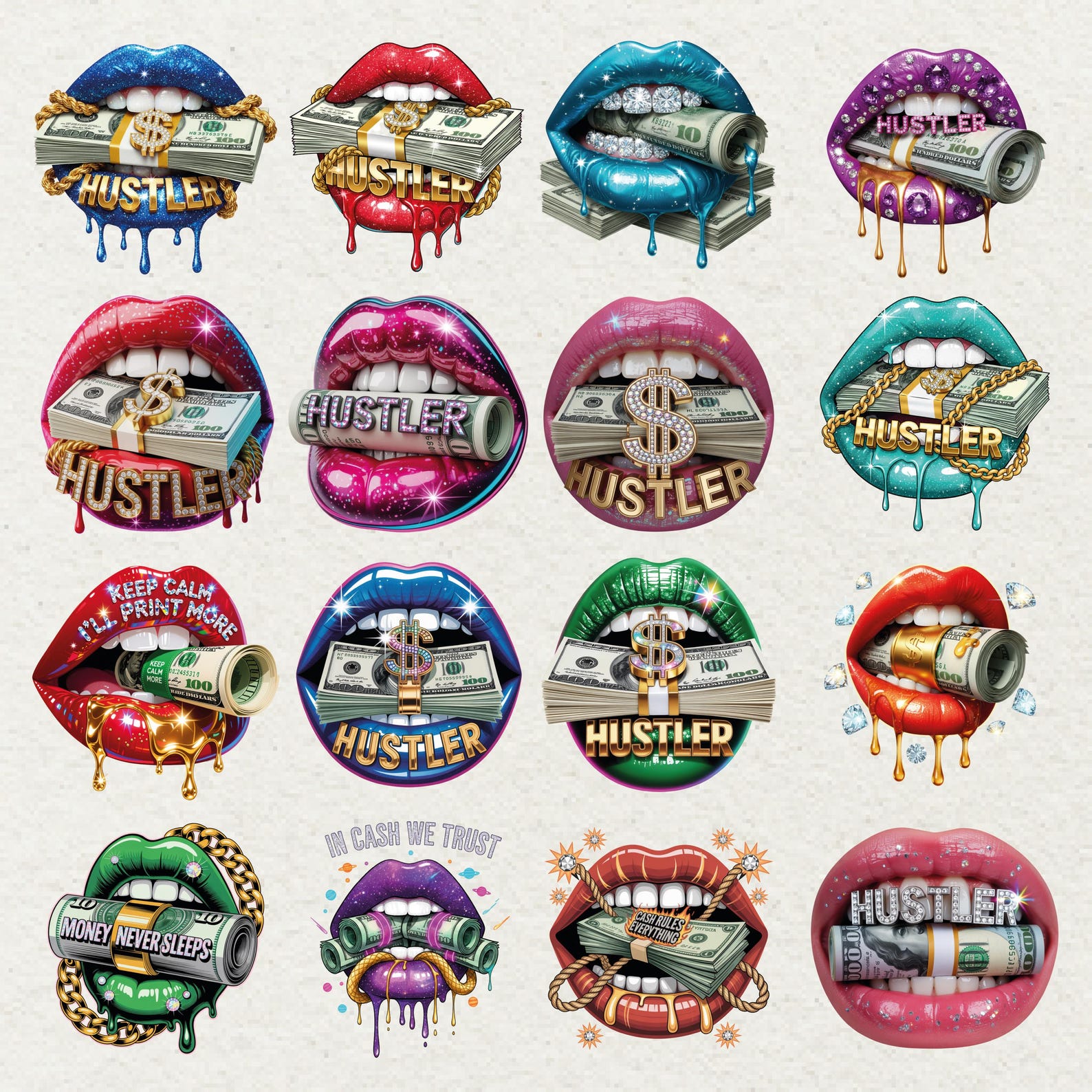 Dollar Hustler Lips Clipart Bundle Money PNG Graphics - Etsy