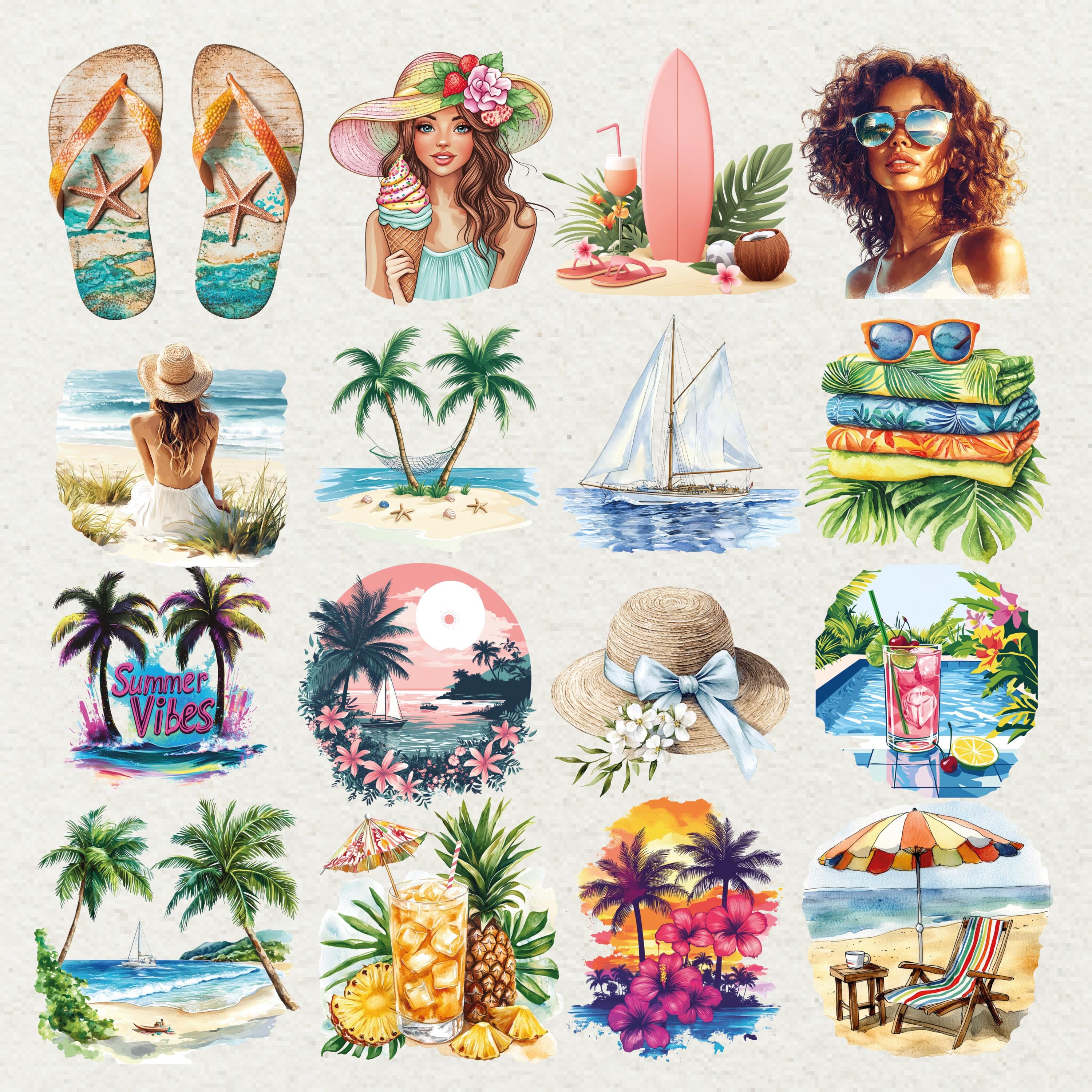 Summer Beach Clipart Bundle PNG Transparent Set 120 Designs - Etsy