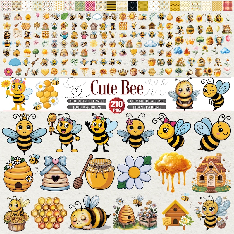 Bumble Bee Cute Clipart - Etsy