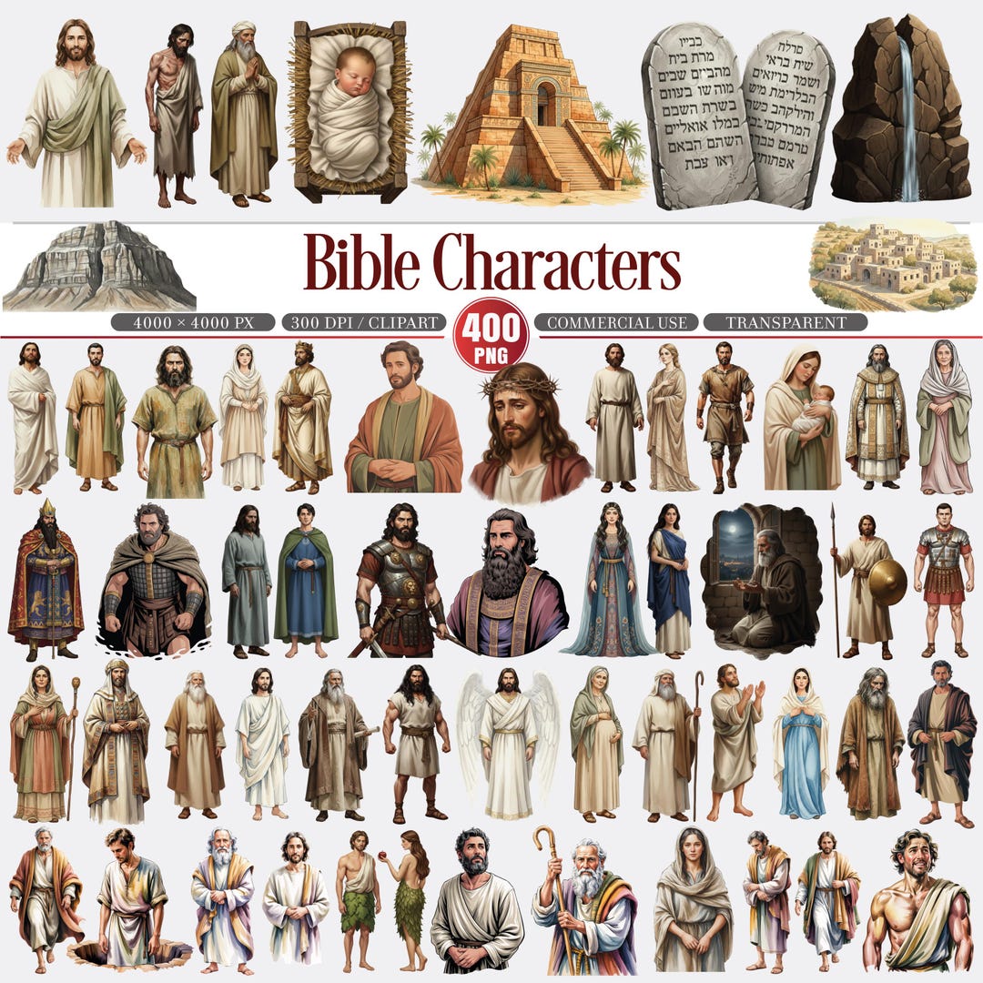 Bible Characters Clipart Bundle, Biblical Figures PNG Set - Etsy