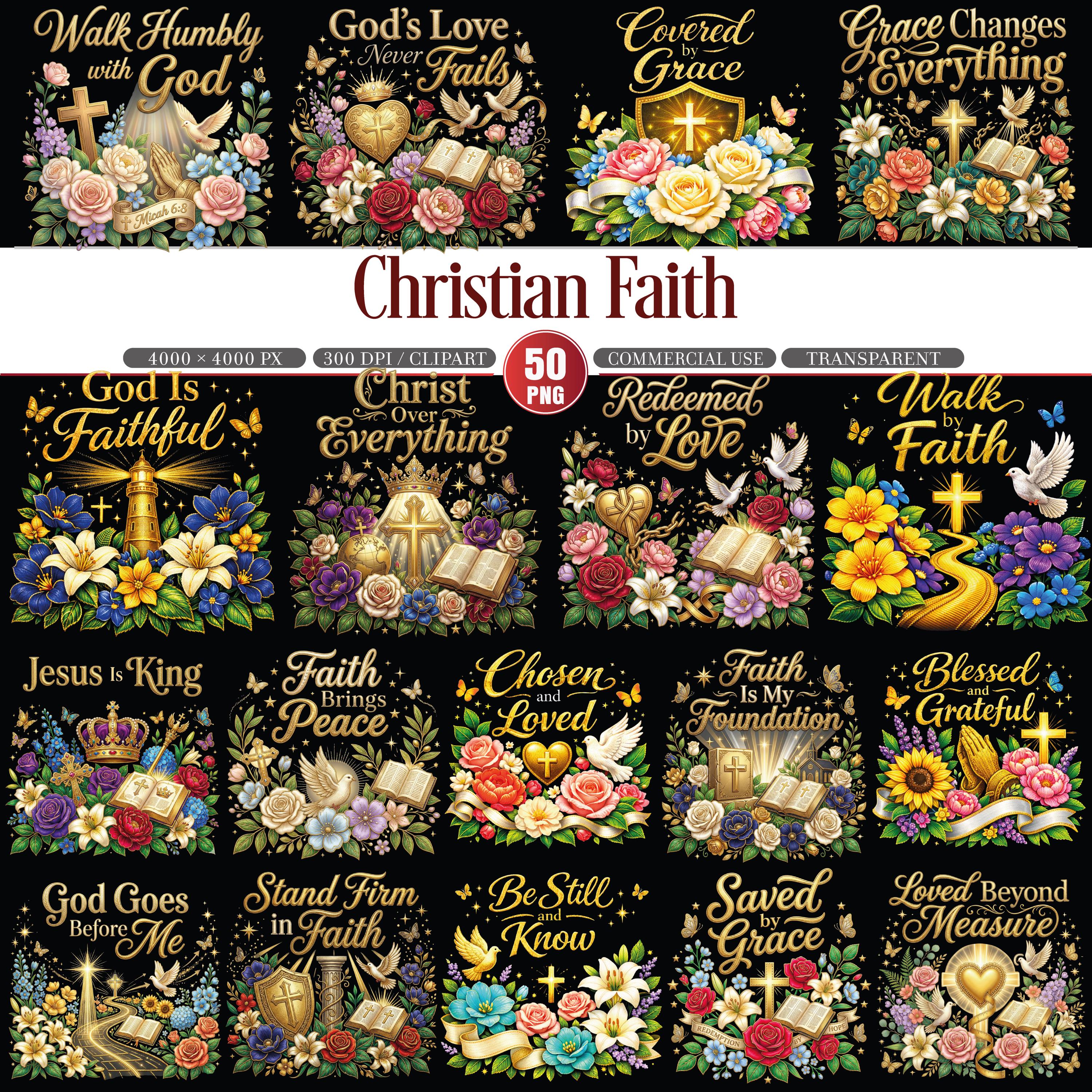 Christian Faith Clipart Bundle Inspirational Bible Quote PNG - Etsy