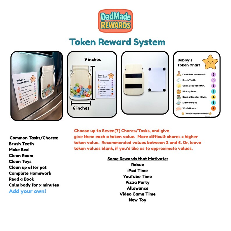 Kids Reward Token Jar | Personalized Chore Chart, Positive ...