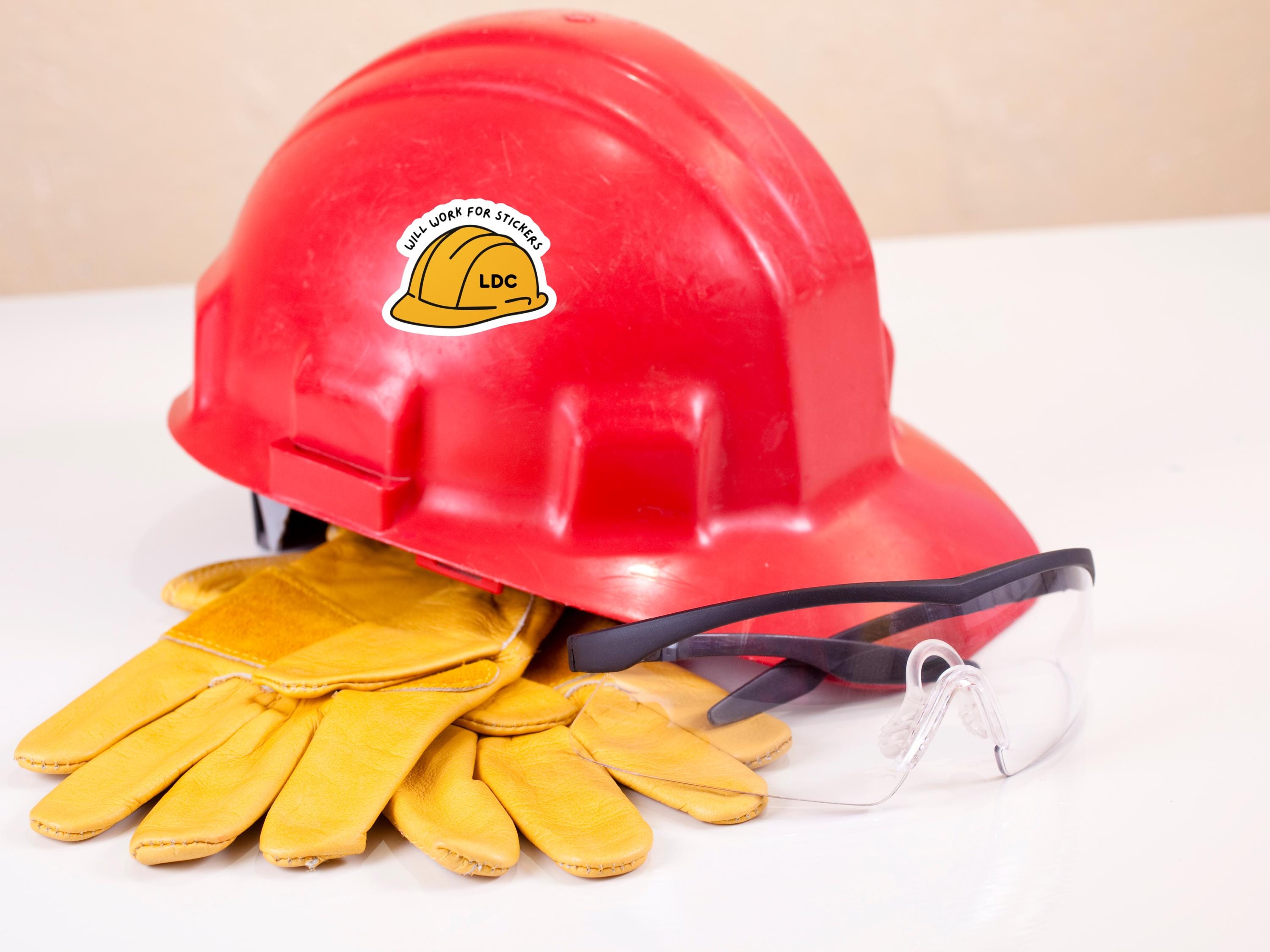 LDC Yellow Hard Hat Construction Helmet Sticker Sheet, JW Gift, Best ...