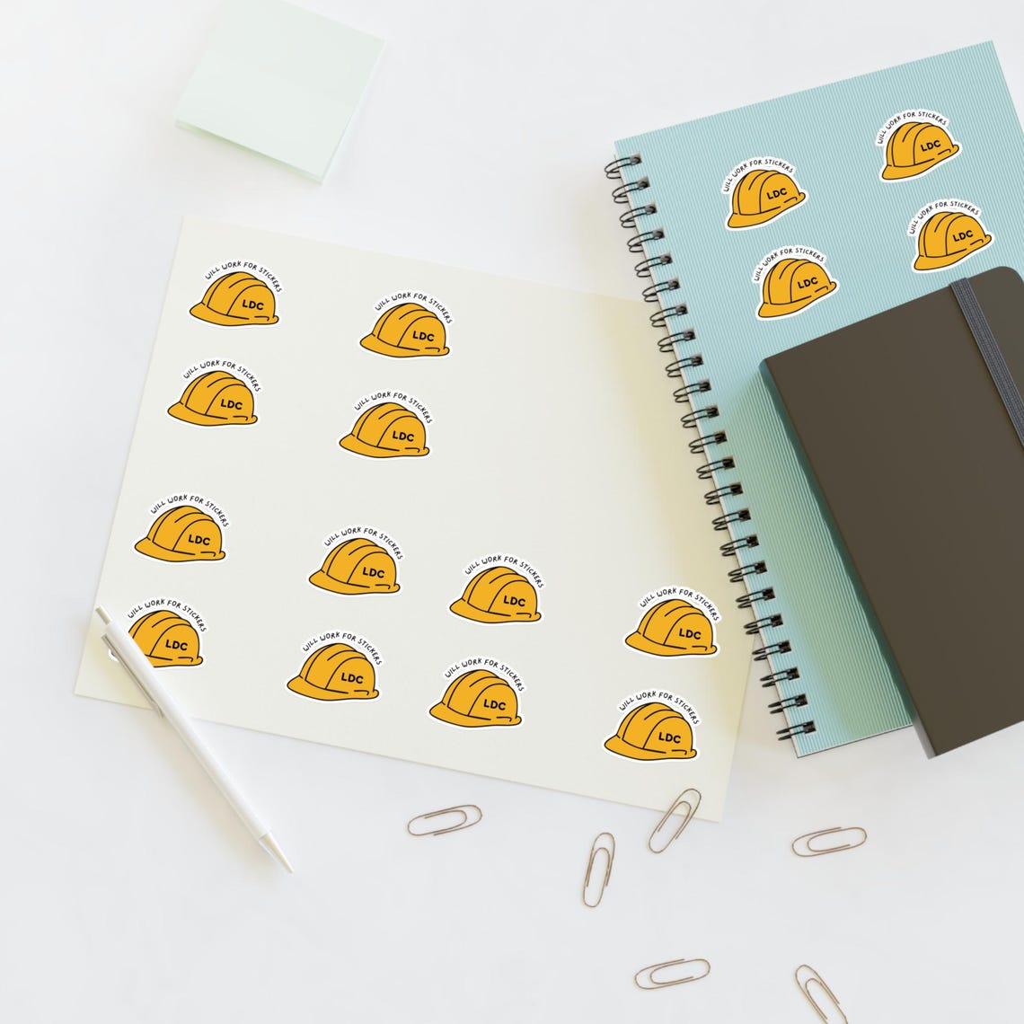 LDC Yellow Hard Hat Construction Helmet Sticker Sheet, JW Gift, Best ...