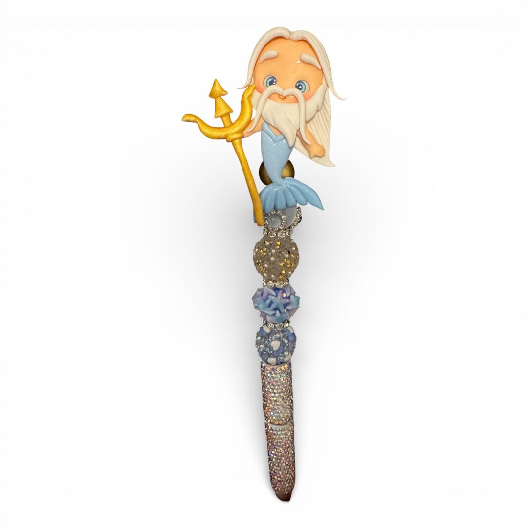 Handmade Poseidon Ariel’s Dad Inspired Clay Bling Pen – Ocean King ...