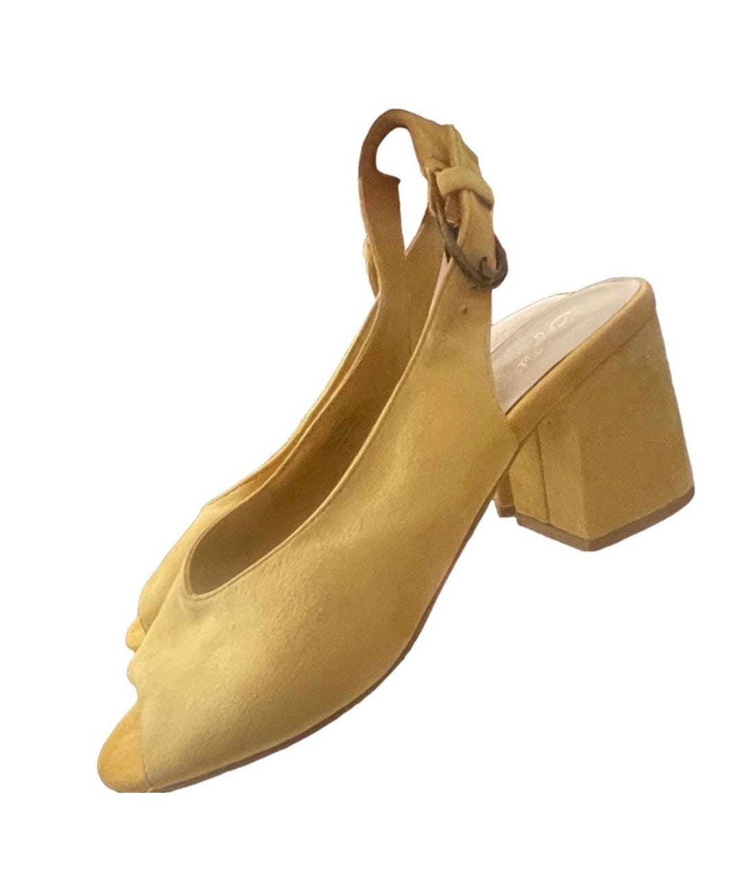 Seychelles Mustard Suede Slingback Heels Block Heel Shoes Size 7.5 - Etsy