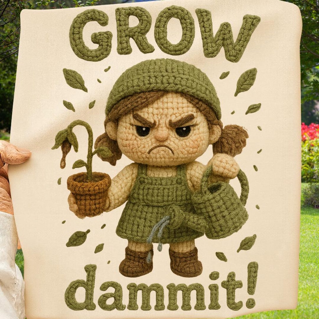 Grow Dammit Crochet PNG | Funny Plant Lover Shirt Design - Etsy