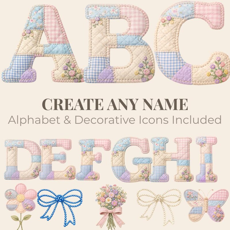 Nursery Name Quilt Letters - Etsy