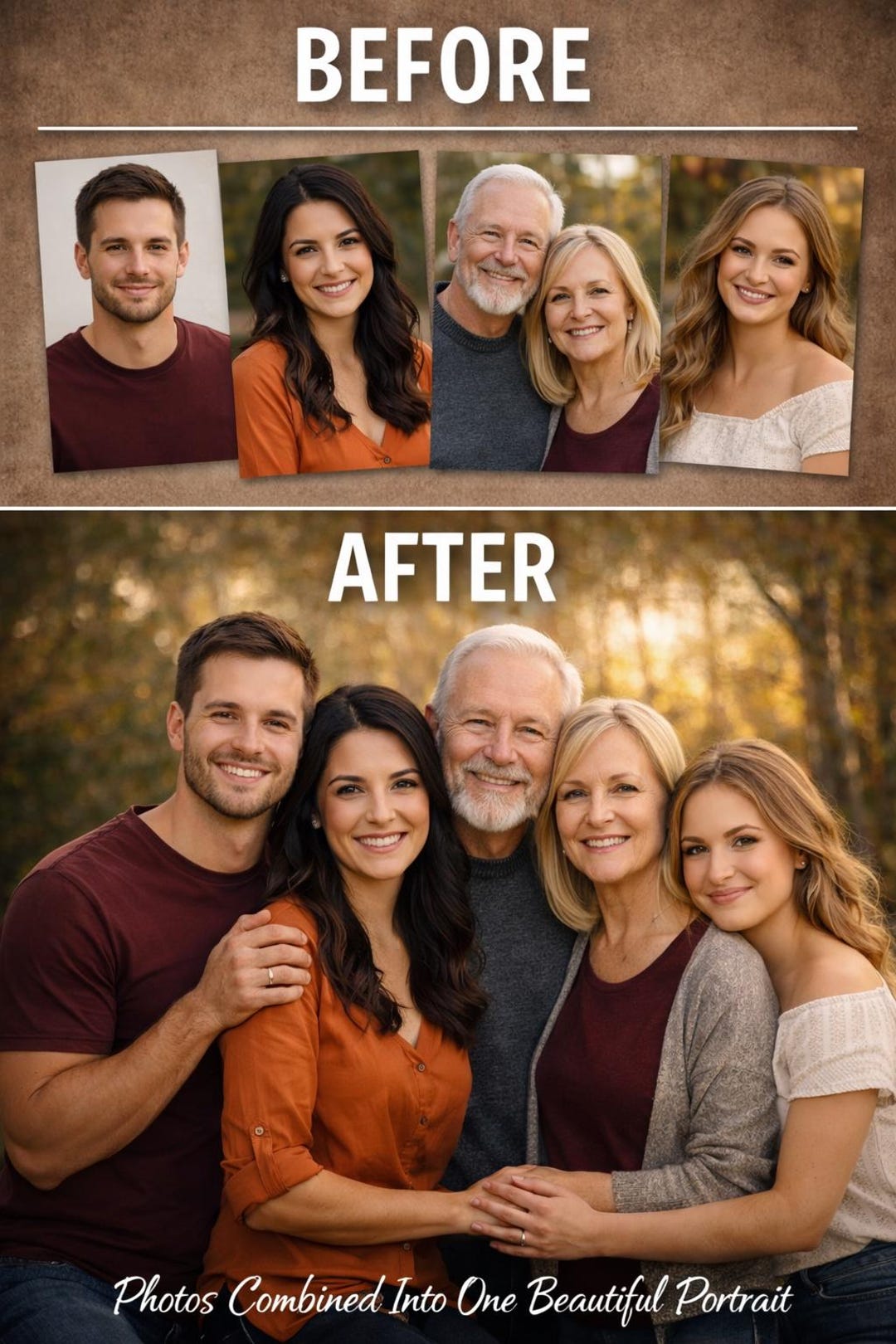 Custom Family Portrait | Add Person to Photo | Realistic Photoshop ...