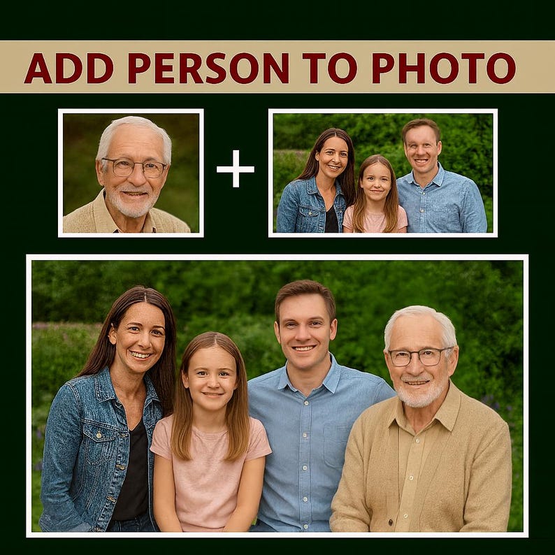 Realistic Photo Merge • Add Loved One to Picture • Custom Memorial ...