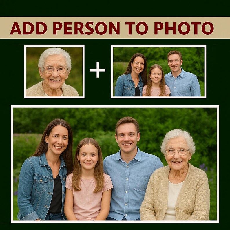 Realistic Photo Merge • Add Loved One to Picture • Custom Memorial ...