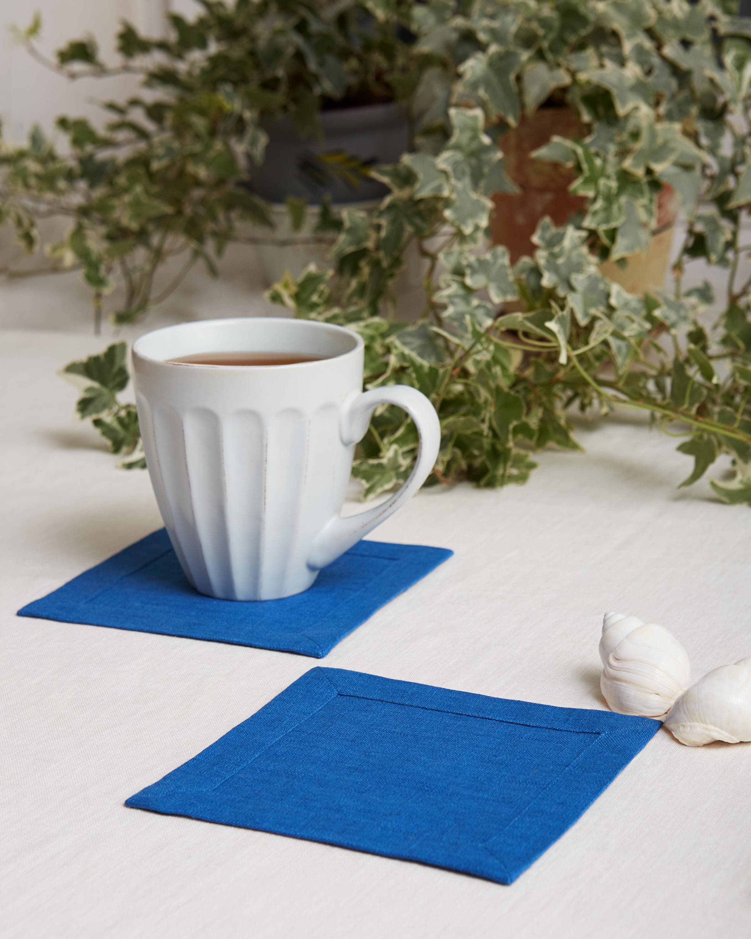 Pale Blue Linen Coaster Set: Zero Waste Table Napkins. Cocktail Napkins ...