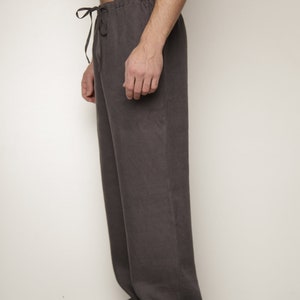 Linen Men's Pajama Pants With Open Front Fly. Handmade Lounge Trousers ...