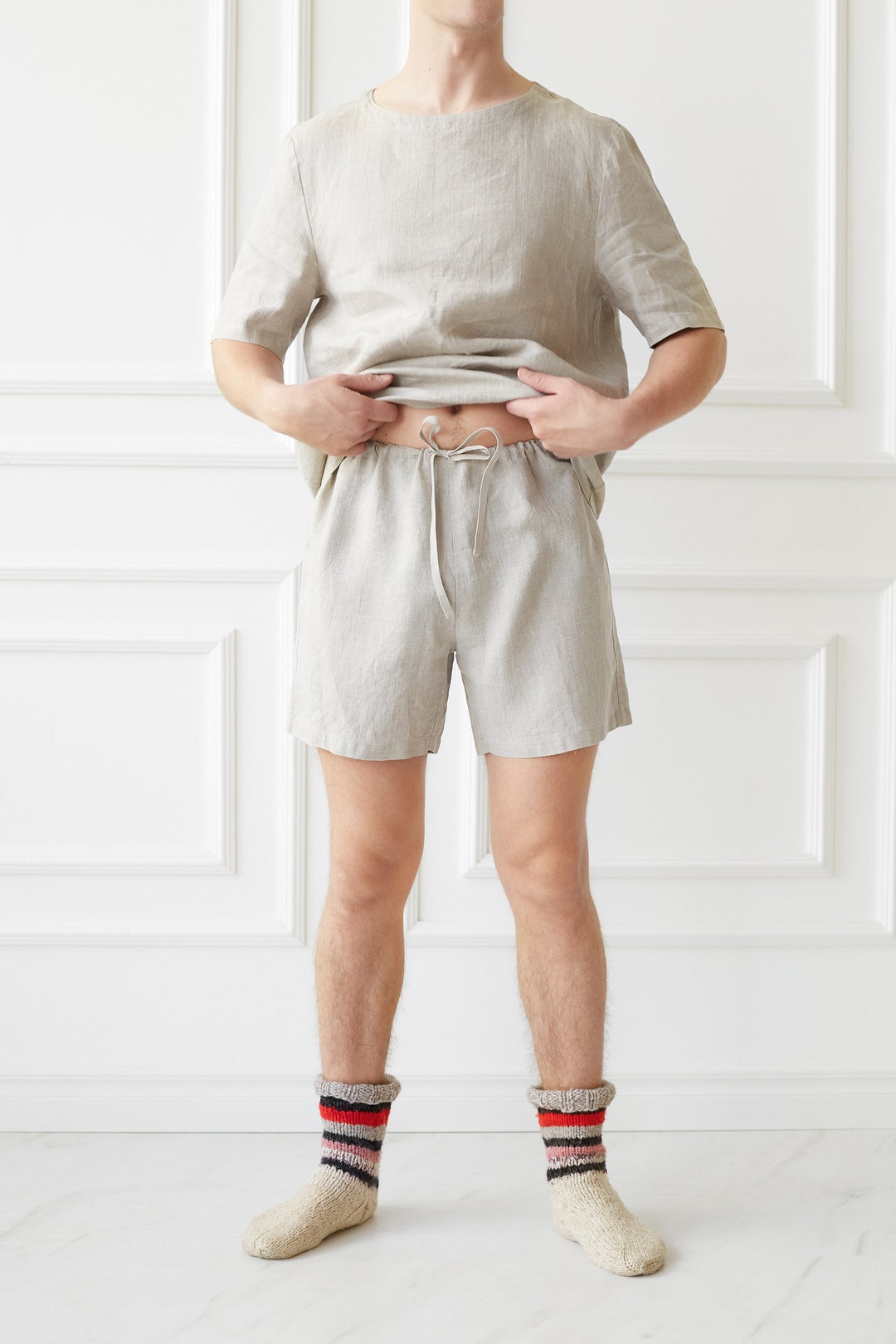 Organic Linen Boxer Shorts for Men: Latex Free Sleepwear - Etsy