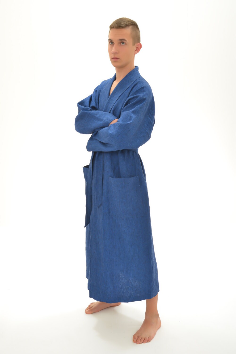 Linen Robe: Oversize Kimono Bath Robe With Shawl Collar - Etsy