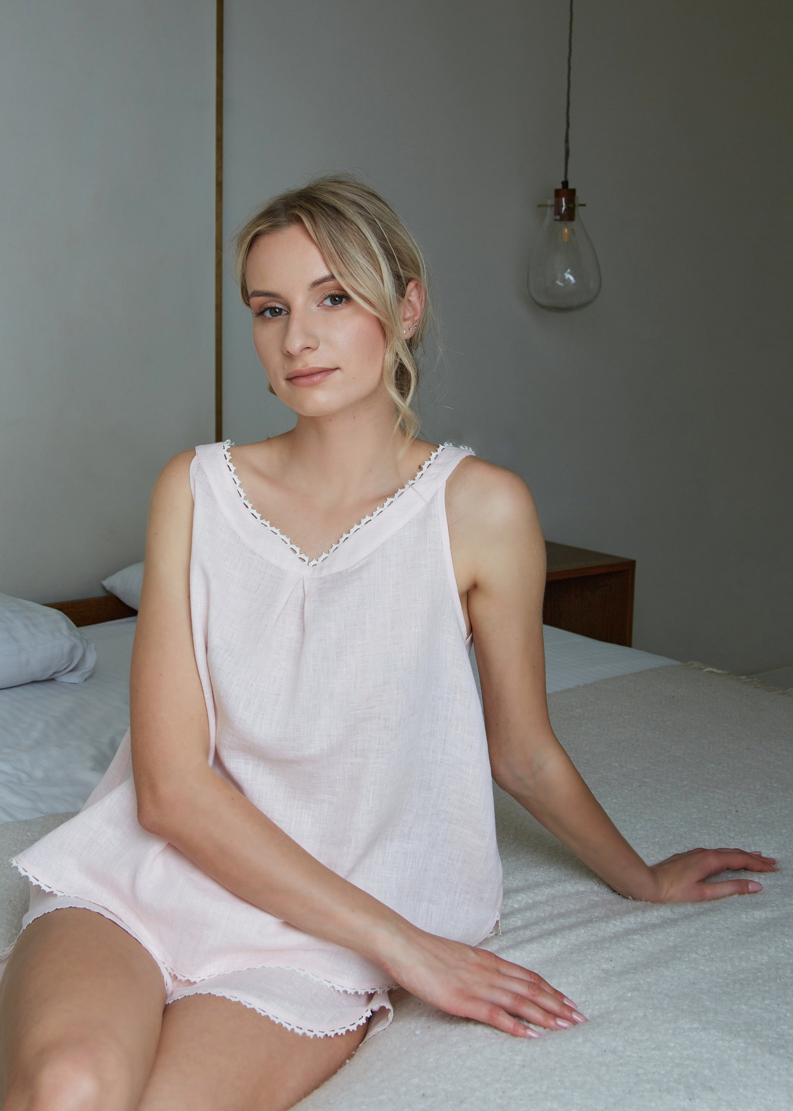 Linen White Pajama Top ROSIE Sleeveless Laced/linen - Etsy