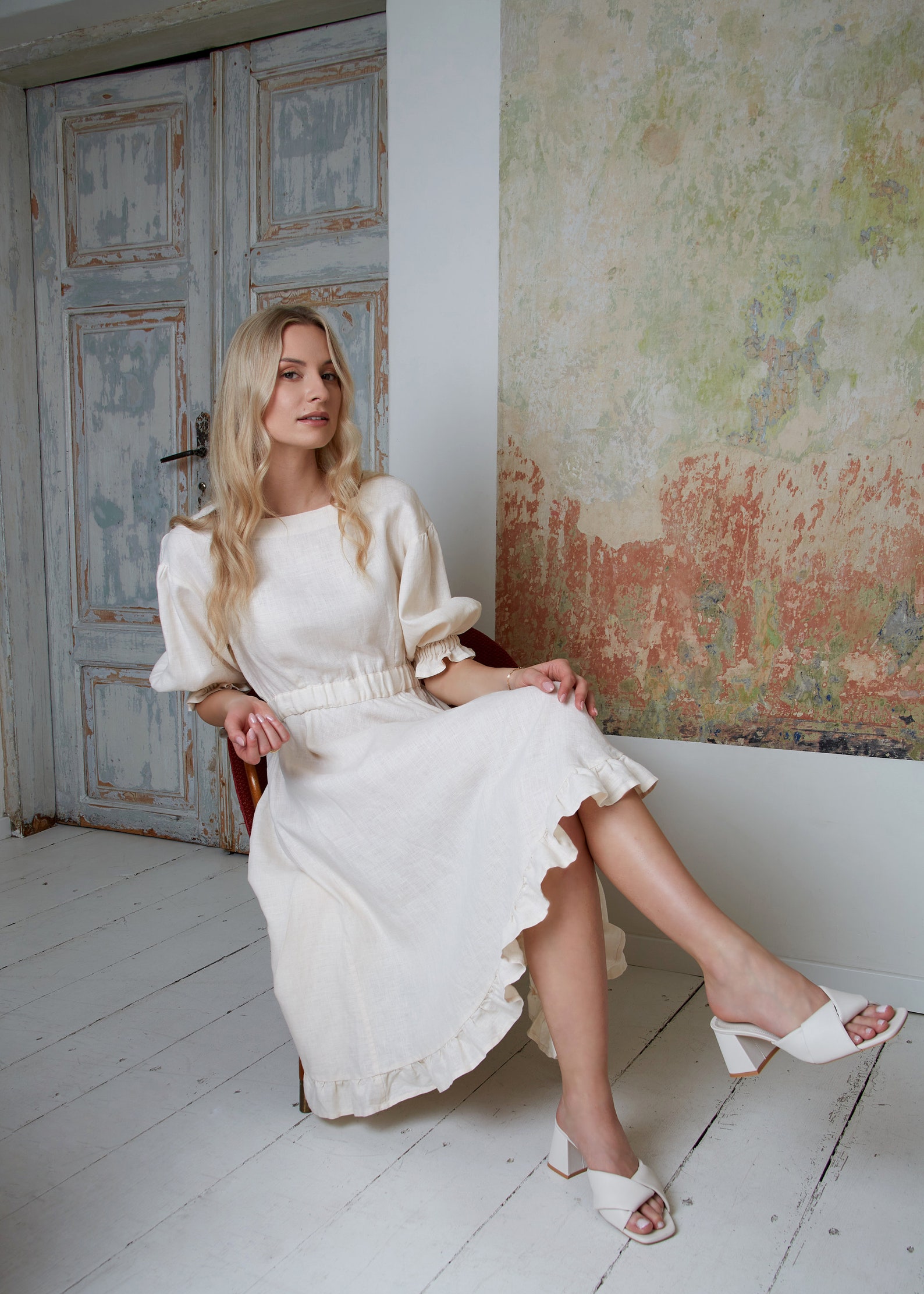 Linen Midi Dress ROMANCE With Ruffles/ Romantic Summer Dress - Etsy