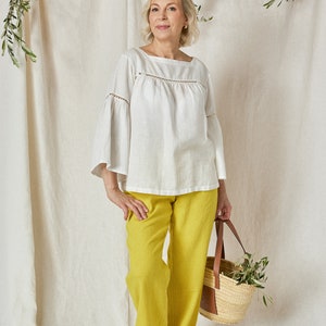 Linen Blouse BOHO With Lace/ Natural Boho Blouse/ Linen Oversize Top ...