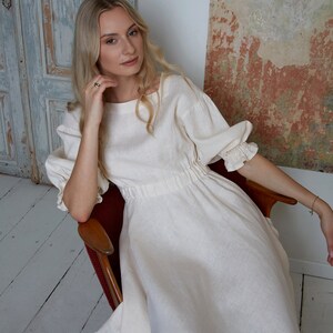 Linen Midi Dress ROMANCE With Ruffles/ Romantic Summer Dress - Etsy