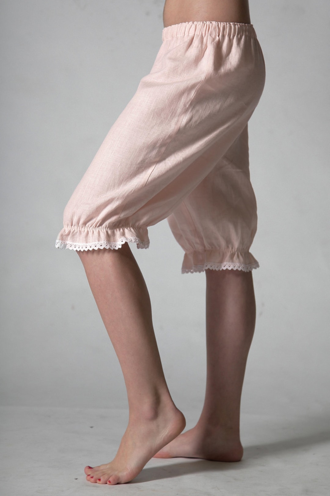Linen Bloomers ANASTASIA for Woman Laced/ Knee Length Pantaloons/ Linen ...