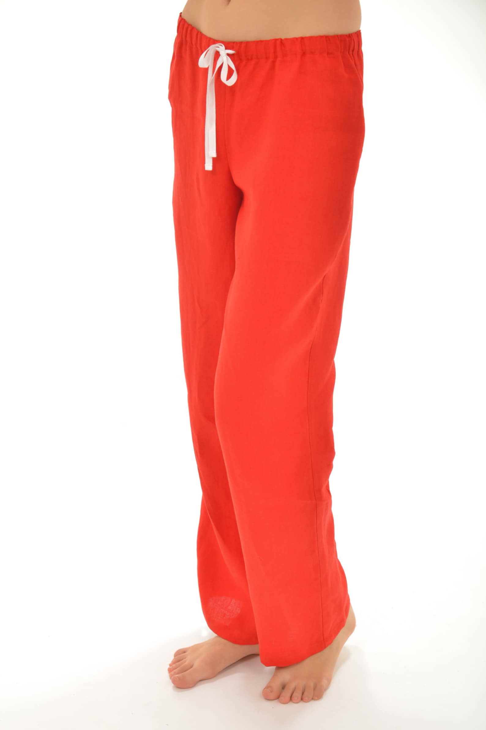 Linen White Pajama Pants/ Linen Classic Pajama Trouser for Woman/ Linen ...